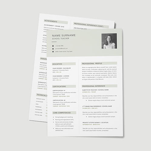 Teacher Resume | Clean and Tranquil Resume Template for Pages ...