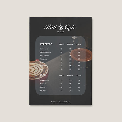 Cafe Single Page Menu – MyPagesTemplates.com