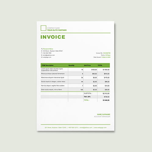 Lime Green Invoice – MyPagesTemplates.com