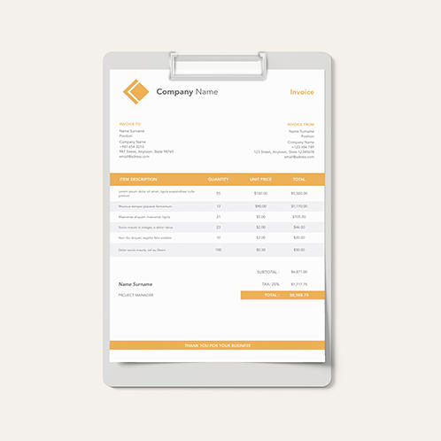 Orange Invoice – MyPagesTemplates.com
